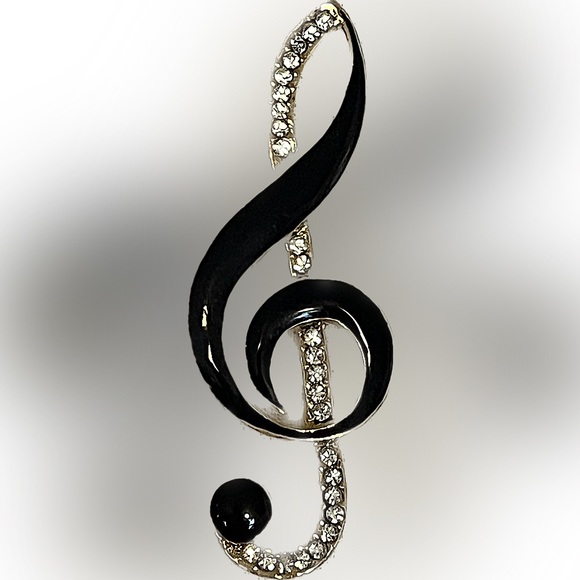 Jewelry | 196s Treble Clef Rhinestone Brooch | Poshmark